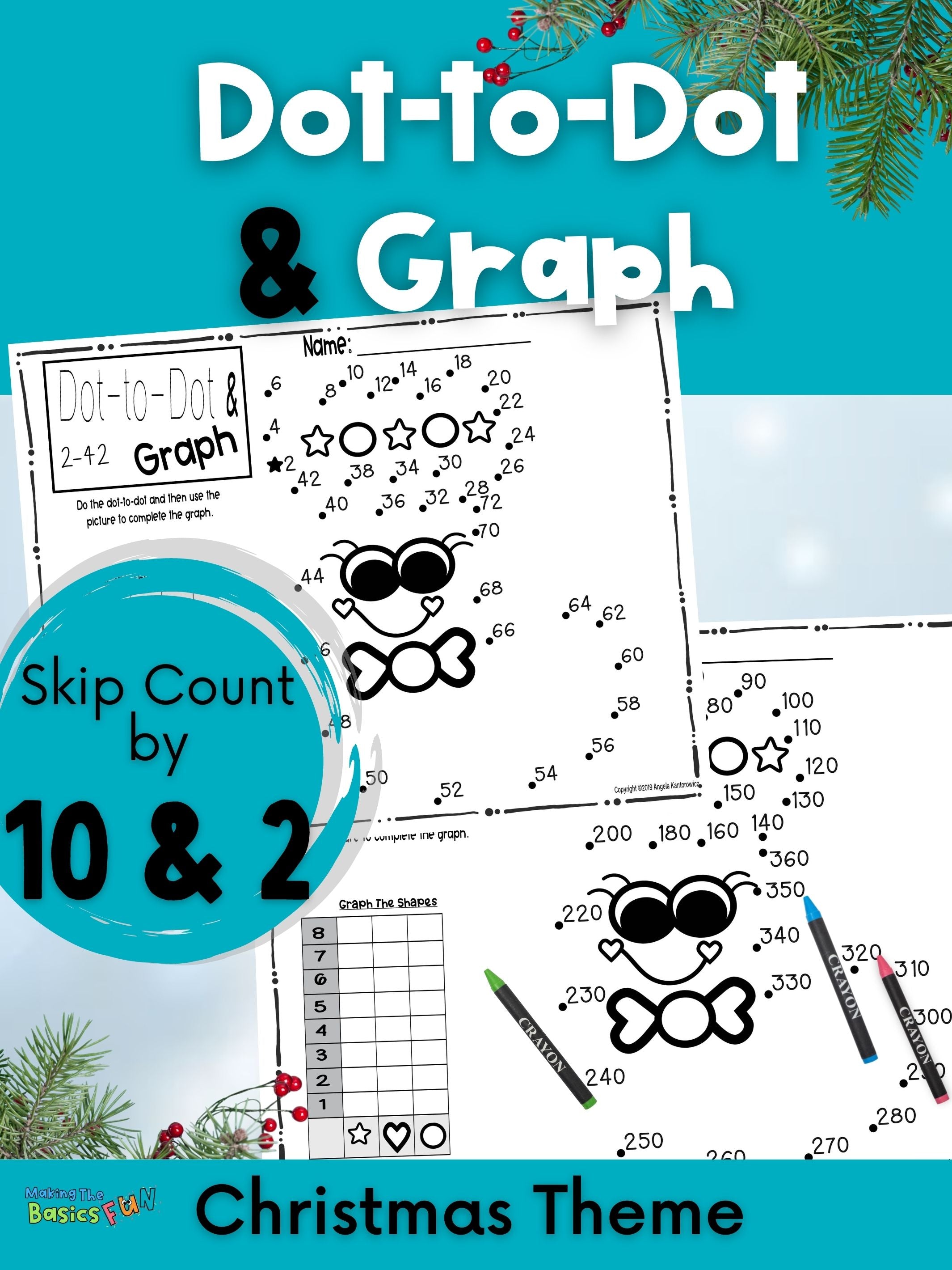Dot-To-Dot & Graph Christmas Skip Count by 10 and 2 – Making The Basics ...